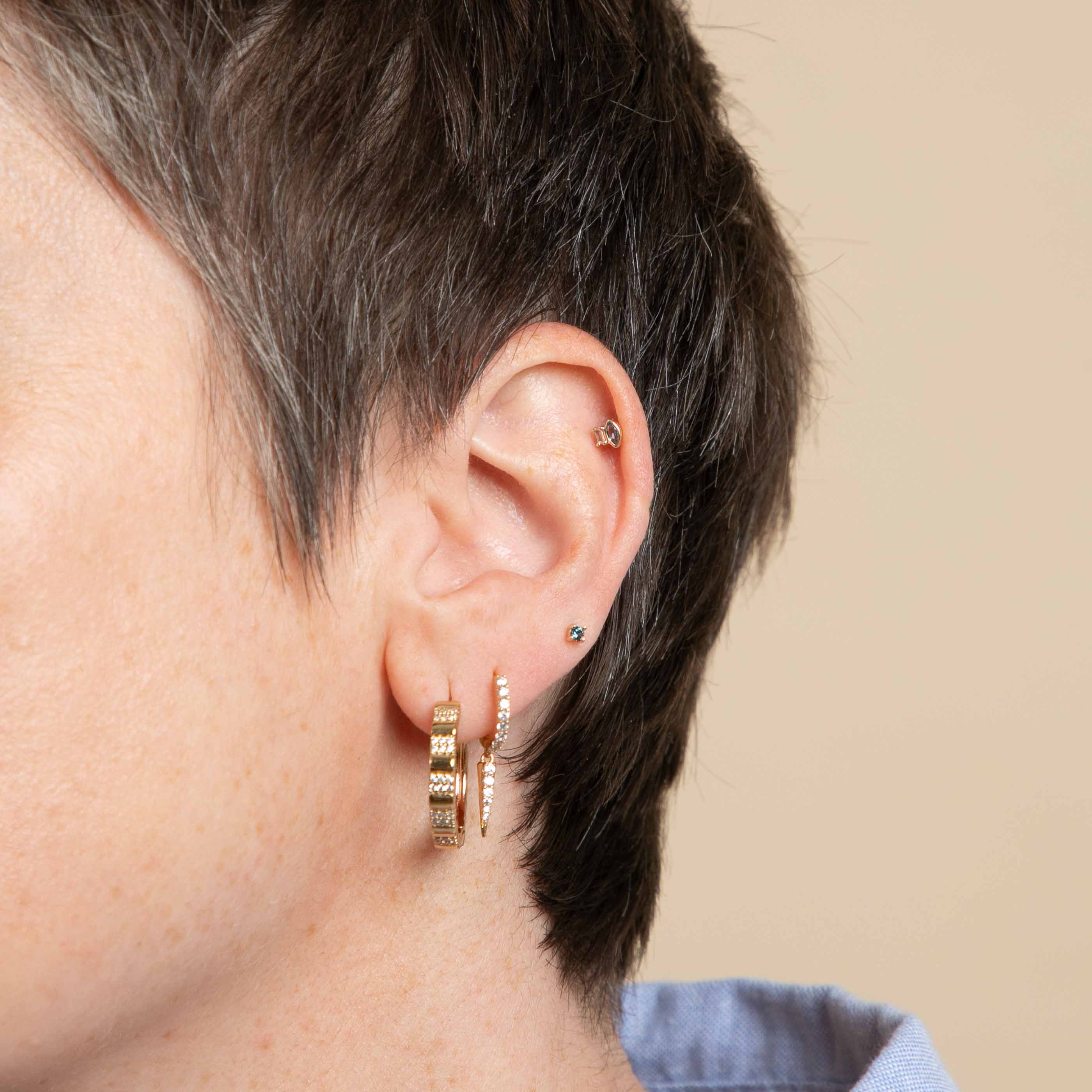 Blue Topaz Solid Gold Piercing Stud | Astrid & Miyu