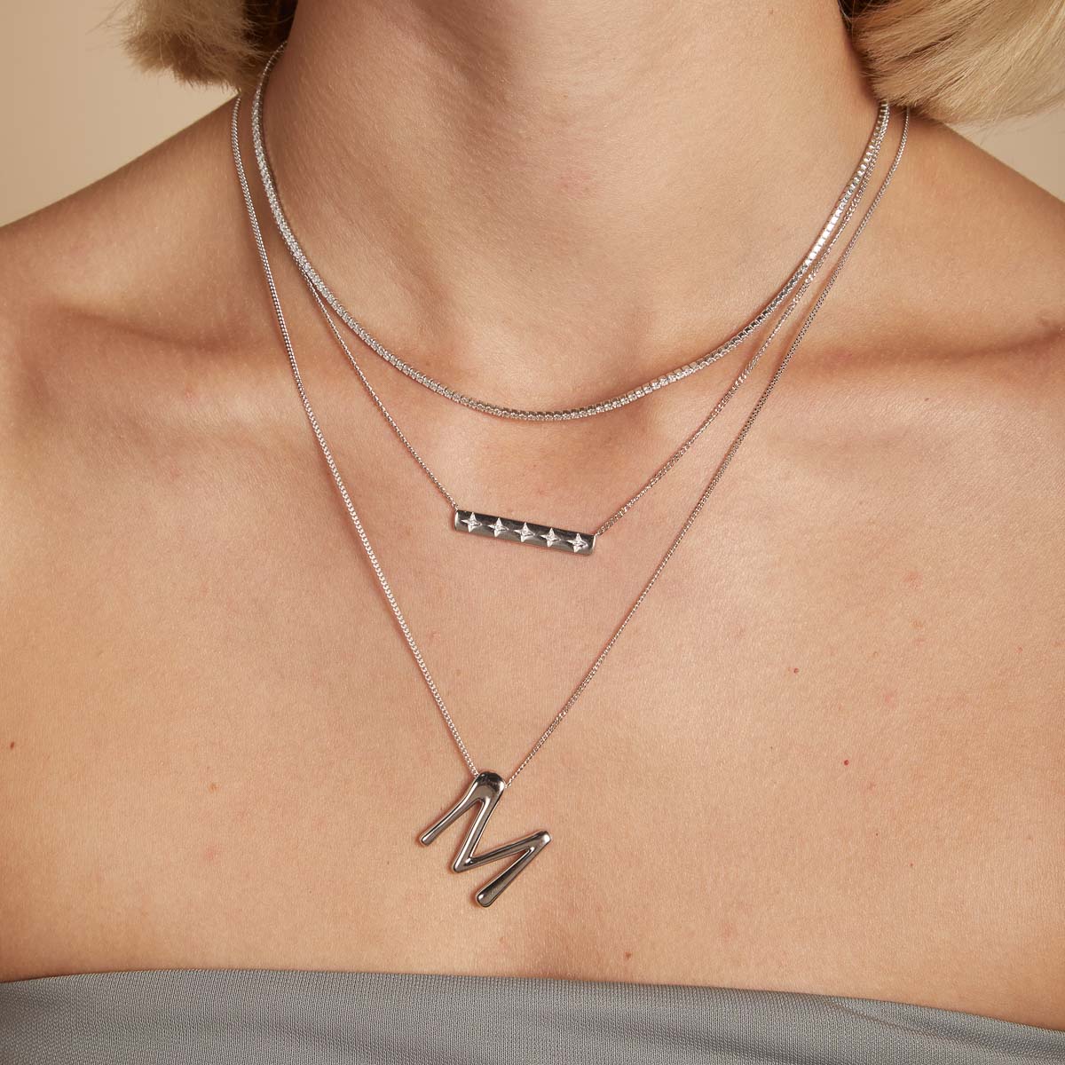 M Bold Initial Silver Necklace | Astrid & Miyu Necklaces