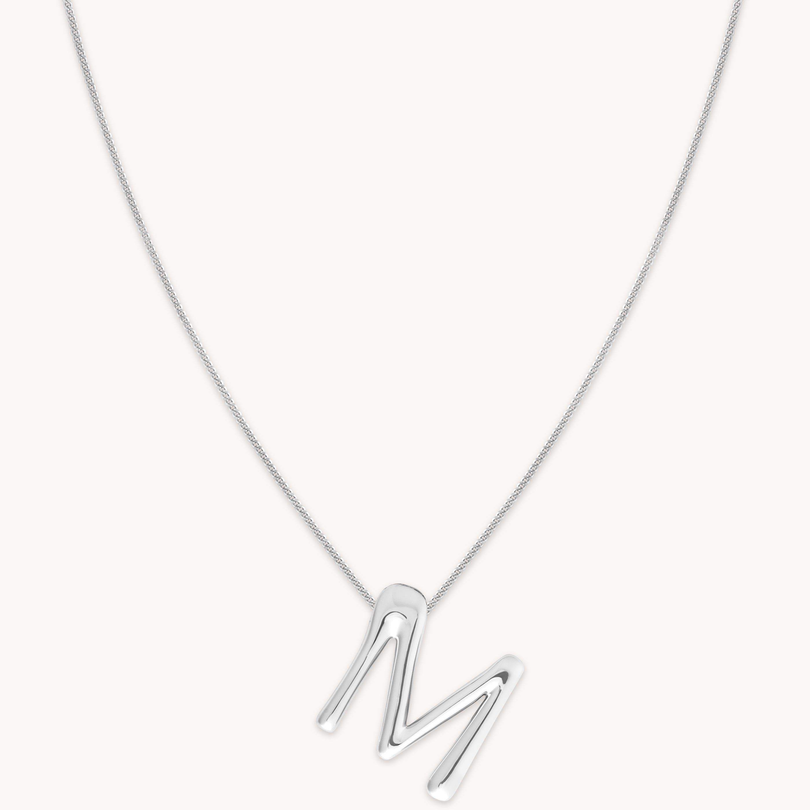 M Bold Initial Silver Necklace | Astrid & Miyu Necklaces