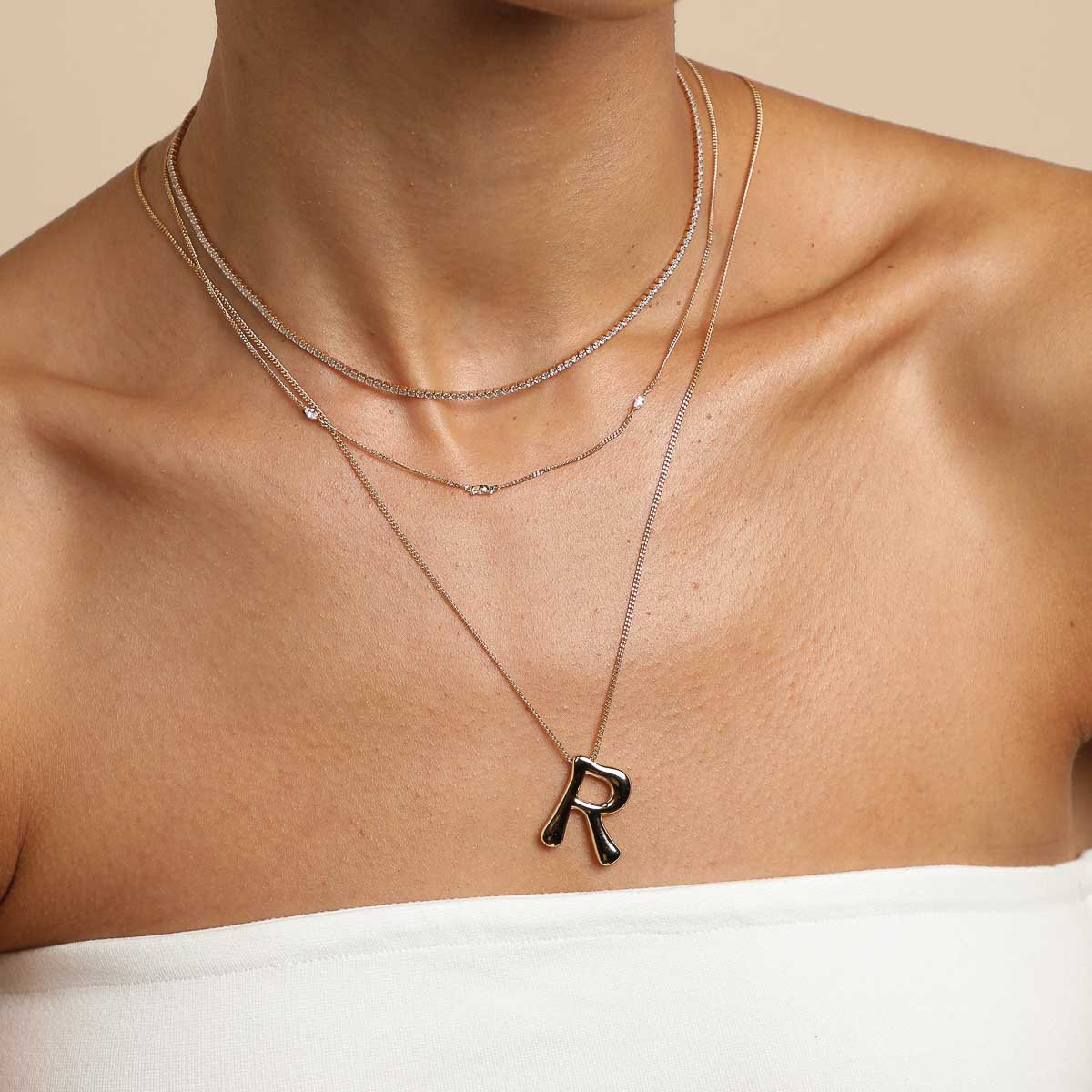 R Bold Initial Gold Necklace | Astrid & Miyu Necklaces