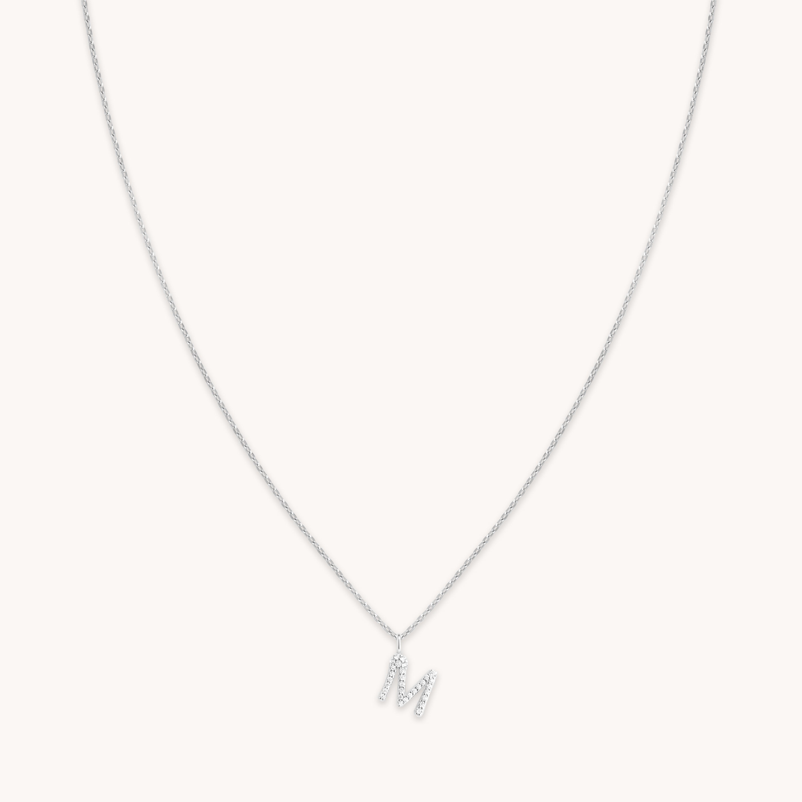 M Pavé Initial Silver Necklace | Astrid & Miyu Necklaces