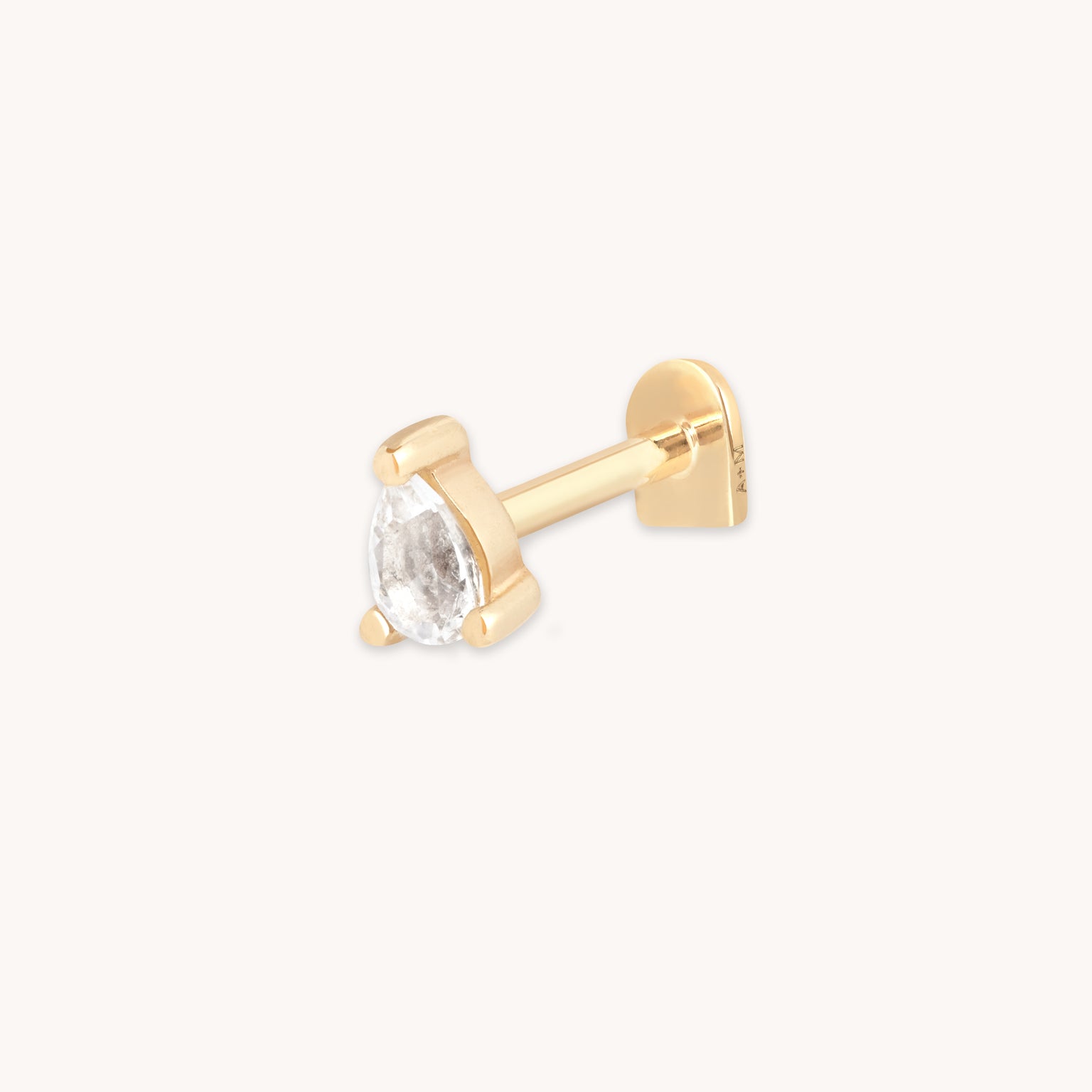 White Topaz Pear Solid Gold Stud | Astrid & Miyu Piercing