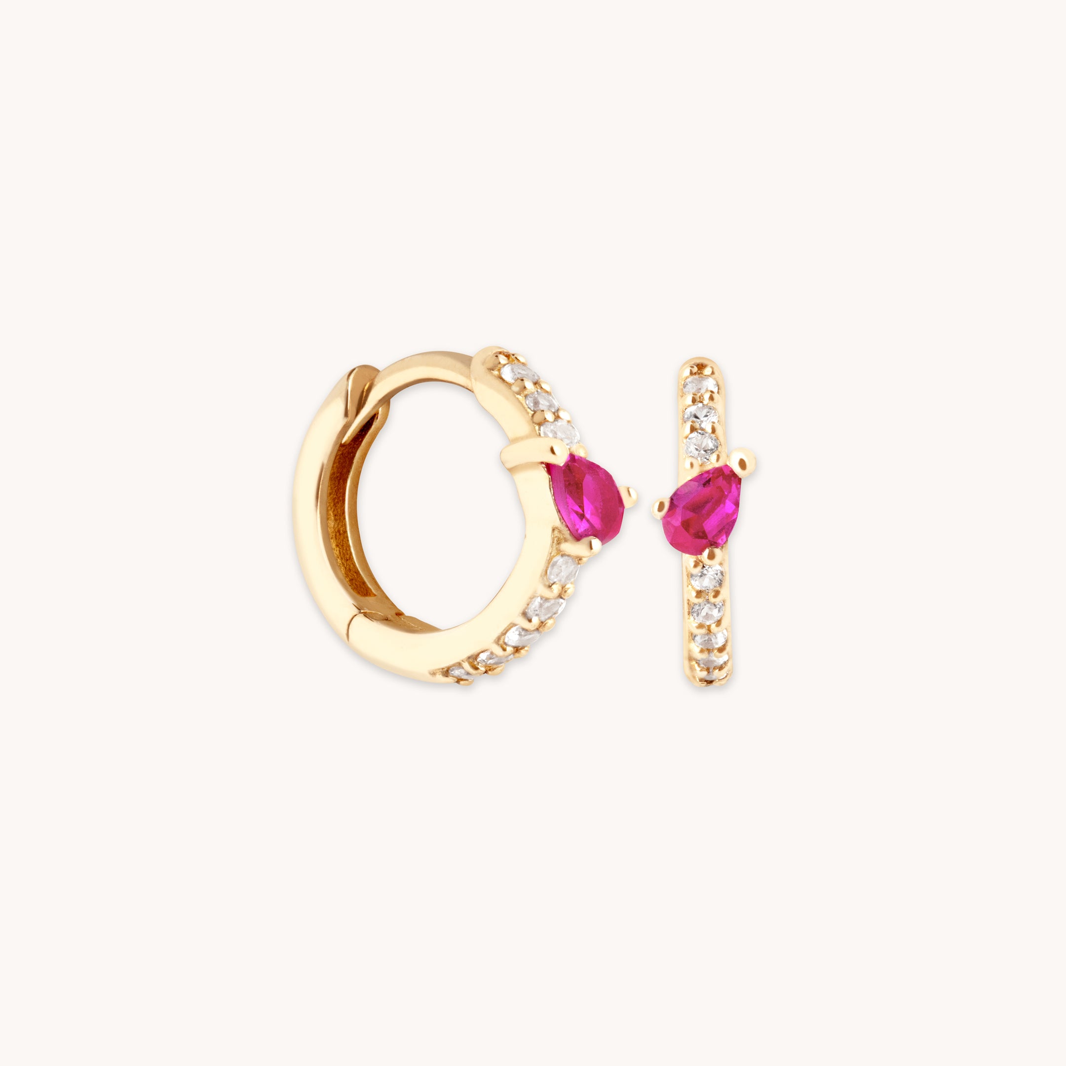 Pink Sapphire Marquise Solid Gold Huggies | Astrid & Miyu Earrings