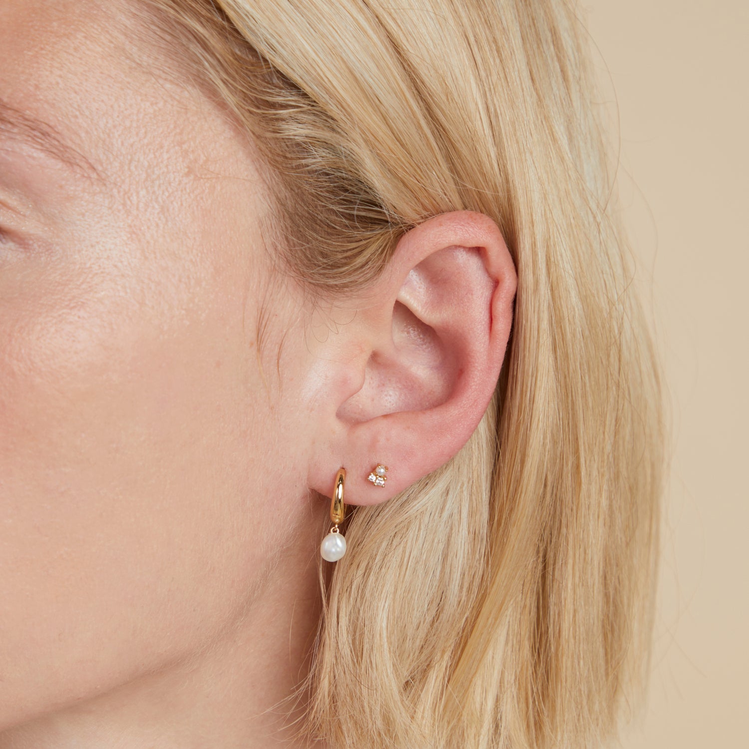 Pearl & Crystal Gold Studs | Astrid & Miyu Earrings