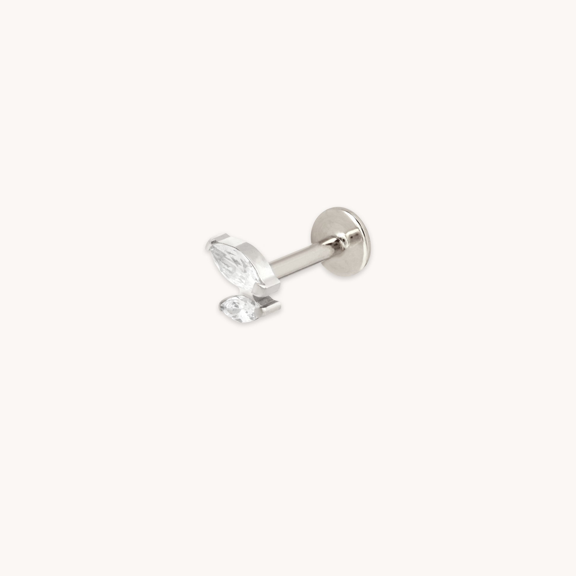 Crystal Double Marquise Titanium Platinum Piercing Stud | A&M