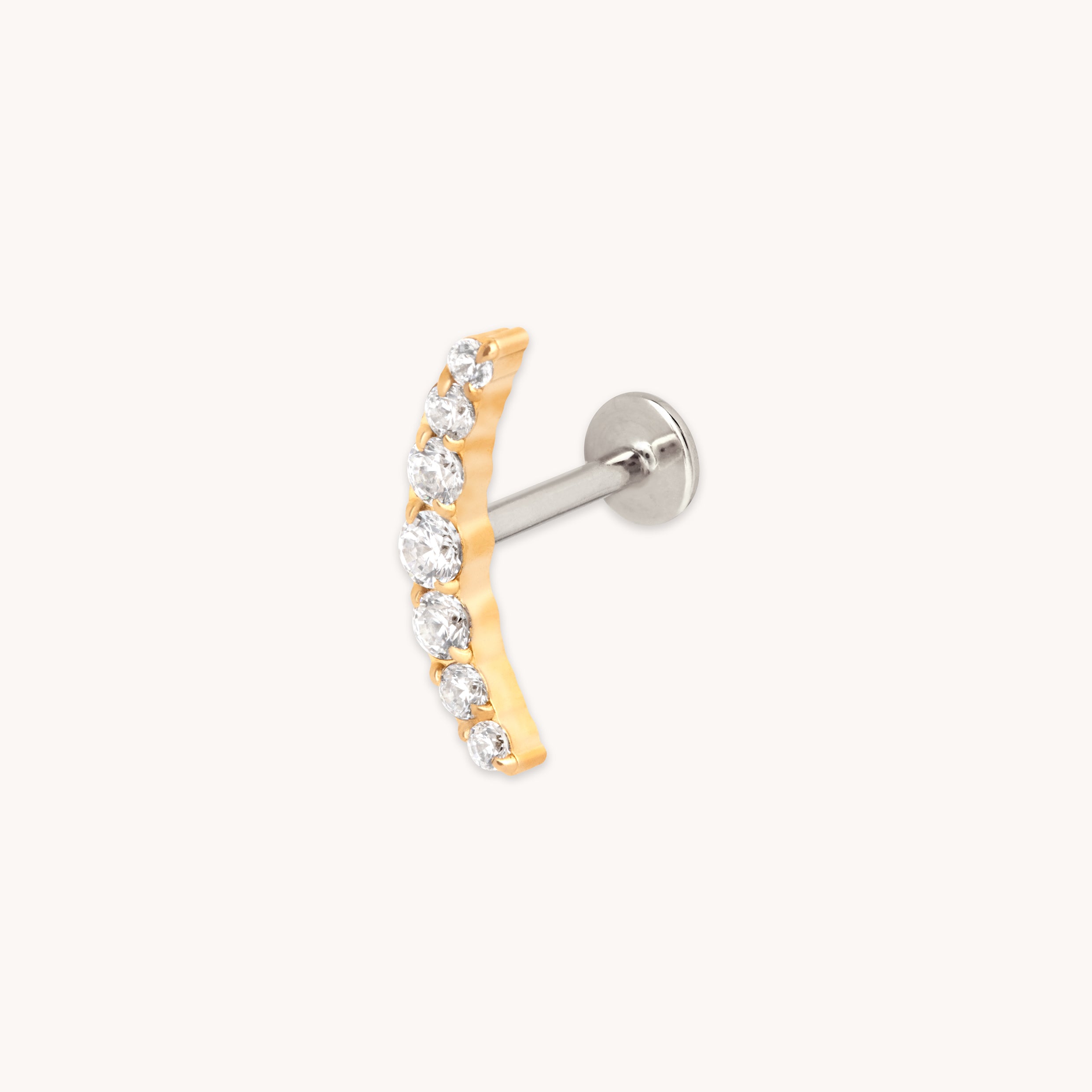 Curved Crystal Titanium Gold Piercing Stud | A&M