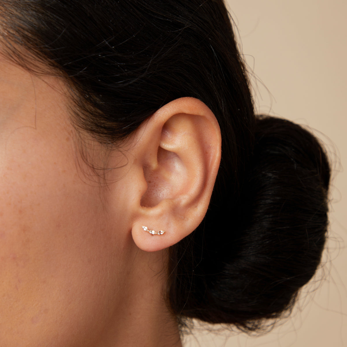 White Topaz Solid Gold Curved Studs | Astrid & Miyu