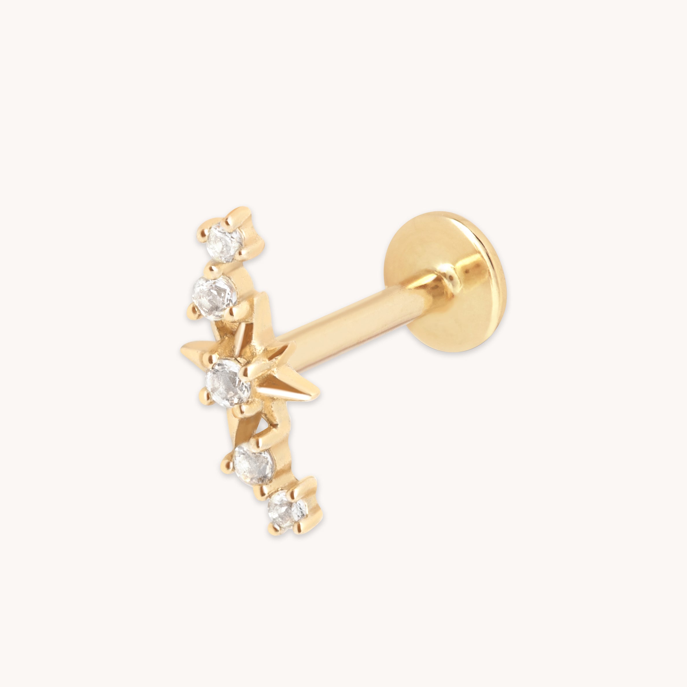 Star Curved Solid Gold Piercing Stud | Astrid & Miyu