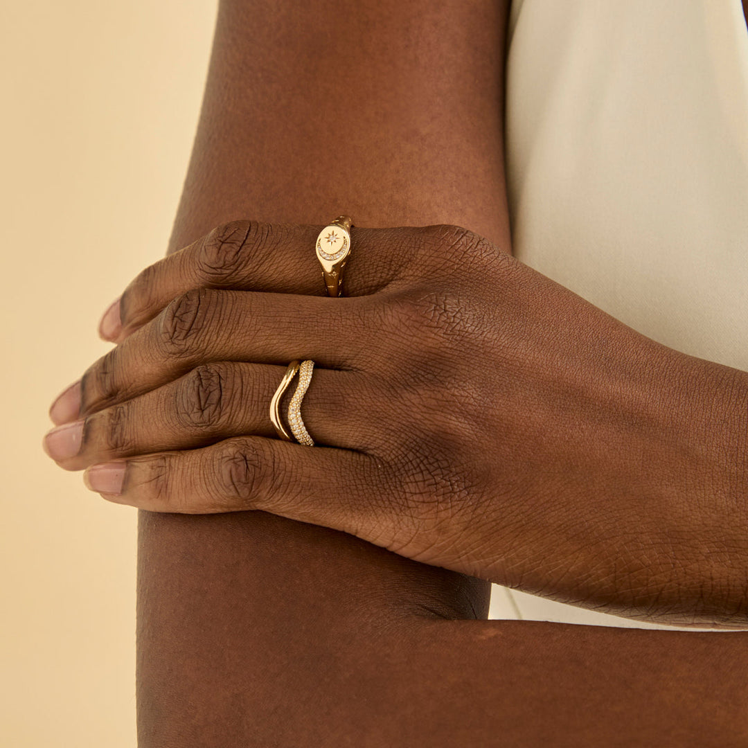 Cosmic Crystal Gold Signet Ring | Astrid & Miyu