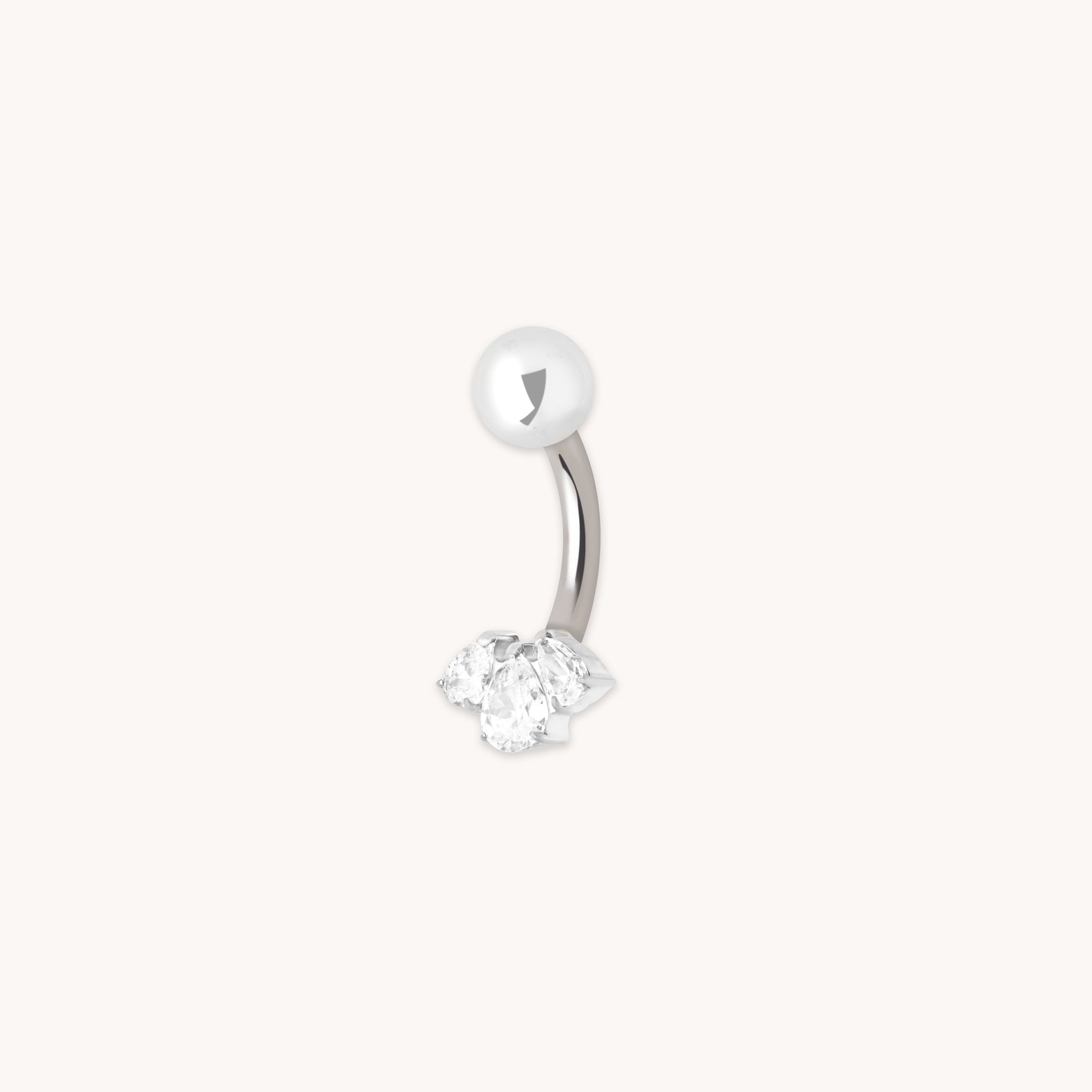 Crystal Cluster Titanium Belly Bar in Silver | A&M