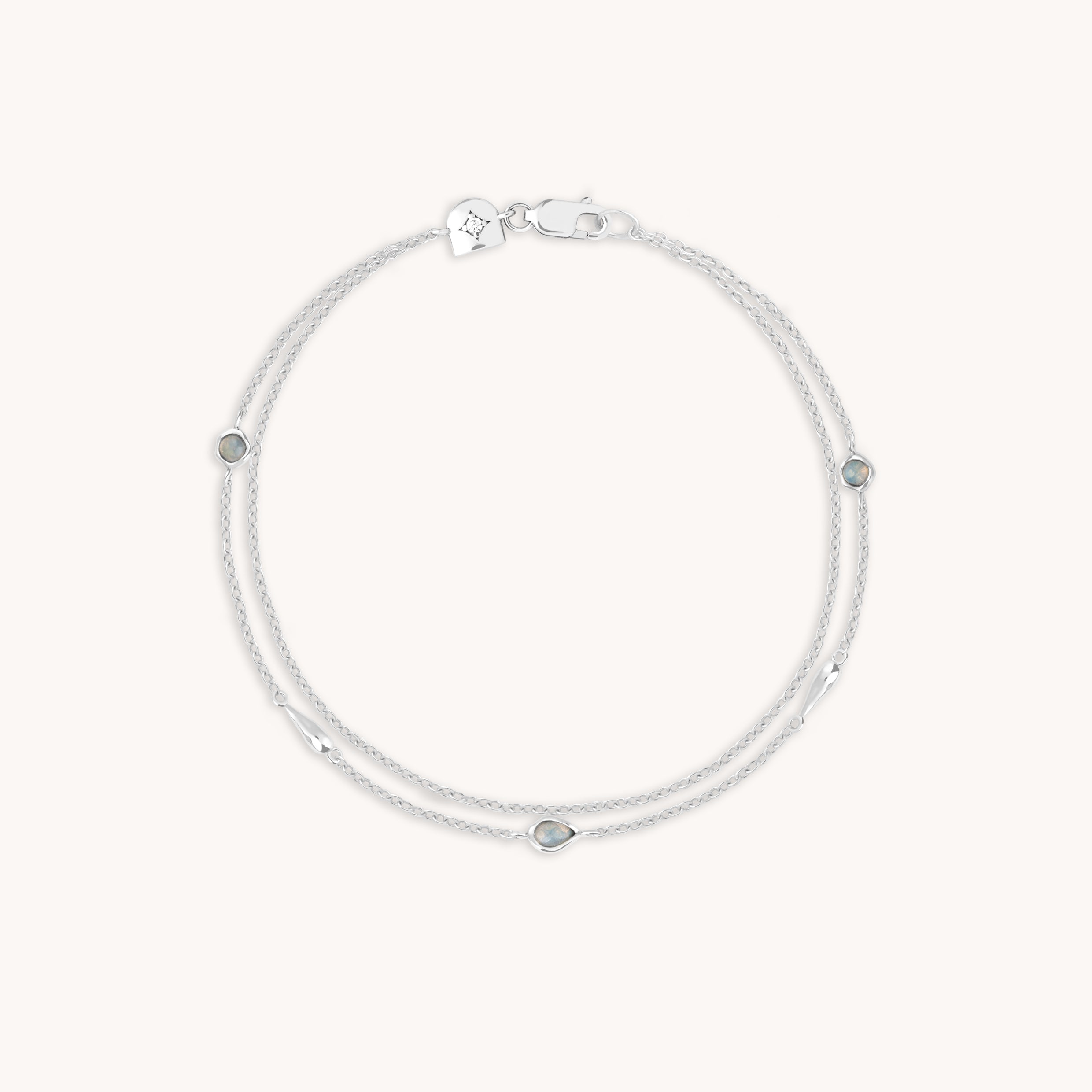 Opal Charm Double Silver Bracelet | Astrid & Miyu