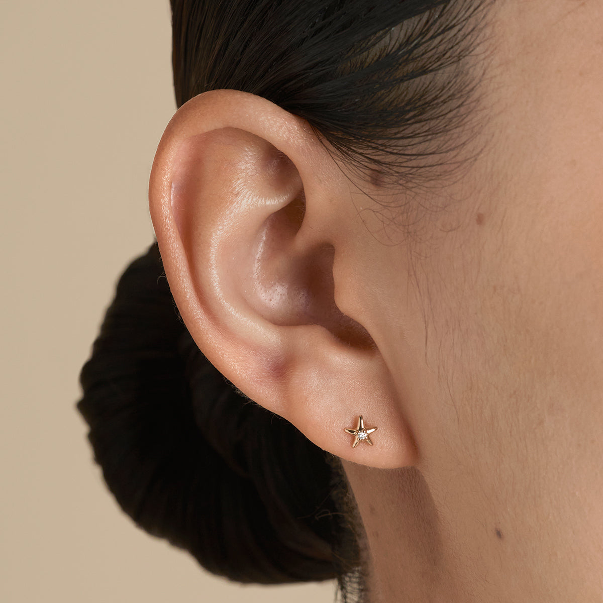 Diamond Star Piercing Stud in Solid Gold | A&M