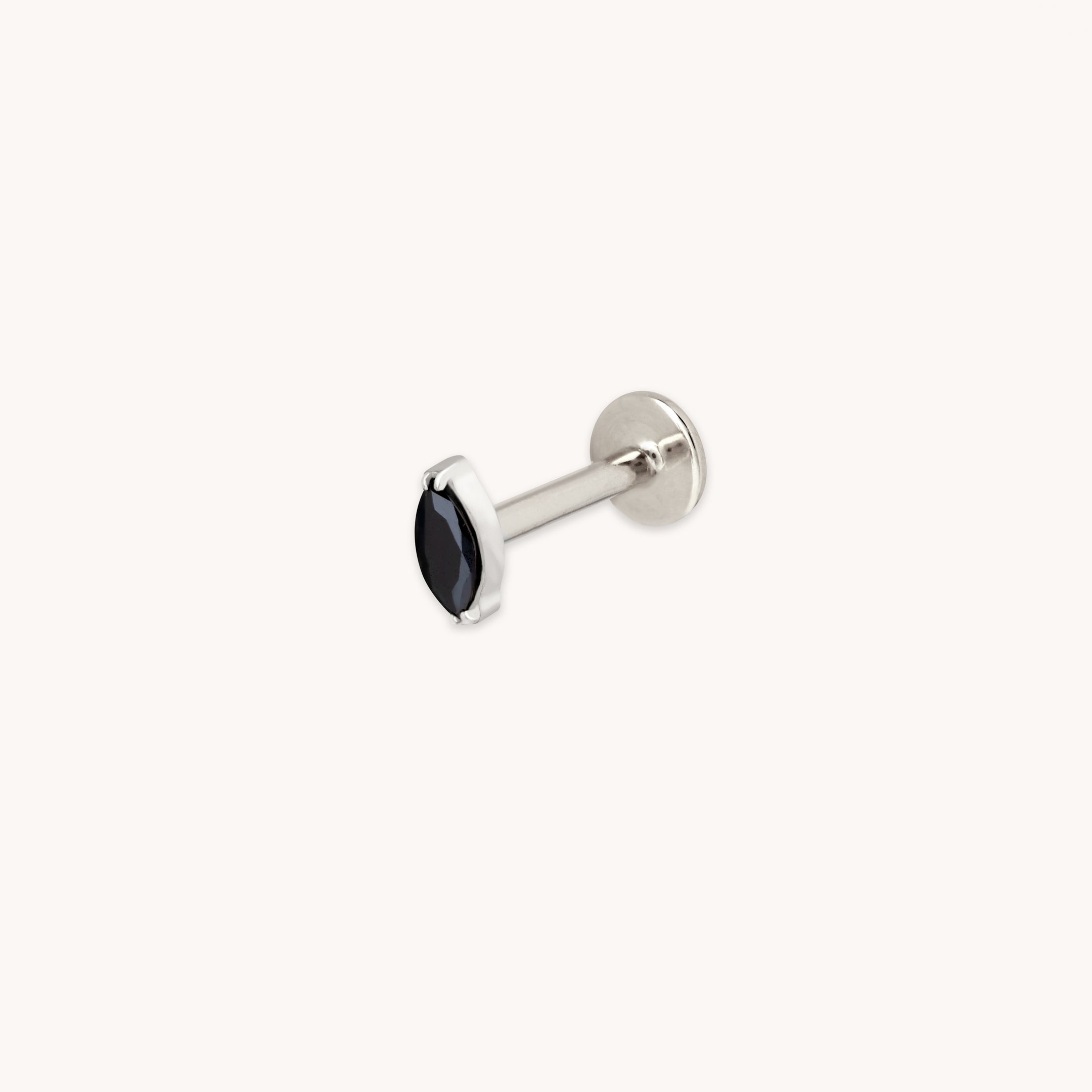 Black Crystal Marquise Titanium Platinum Piercing Stud | A&M