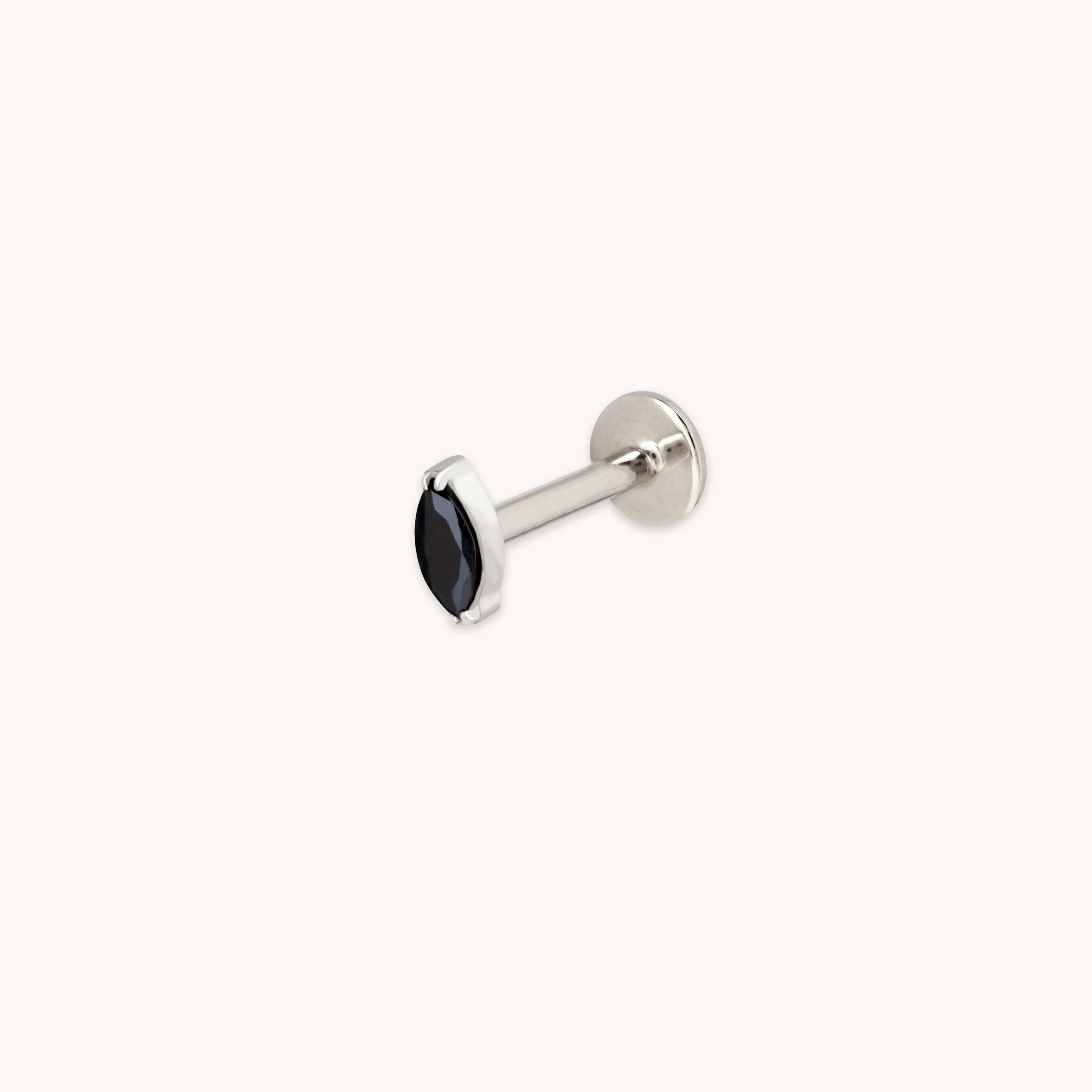 Black Crystal Marquise Titanium Platinum Piercing Stud | A&M