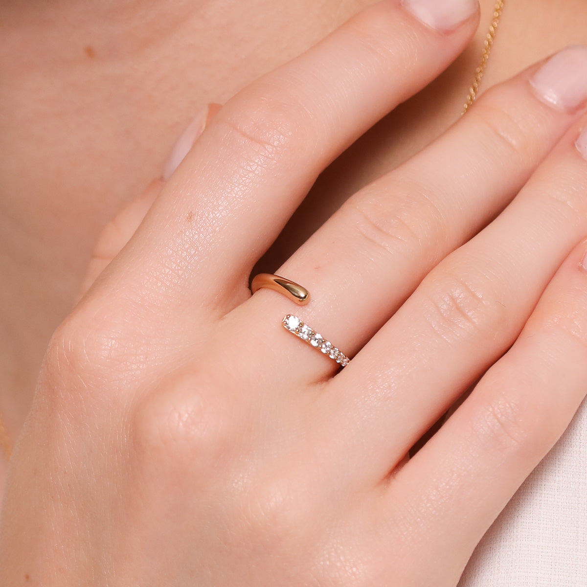 Orbit Crystal Open Ring in Gold
