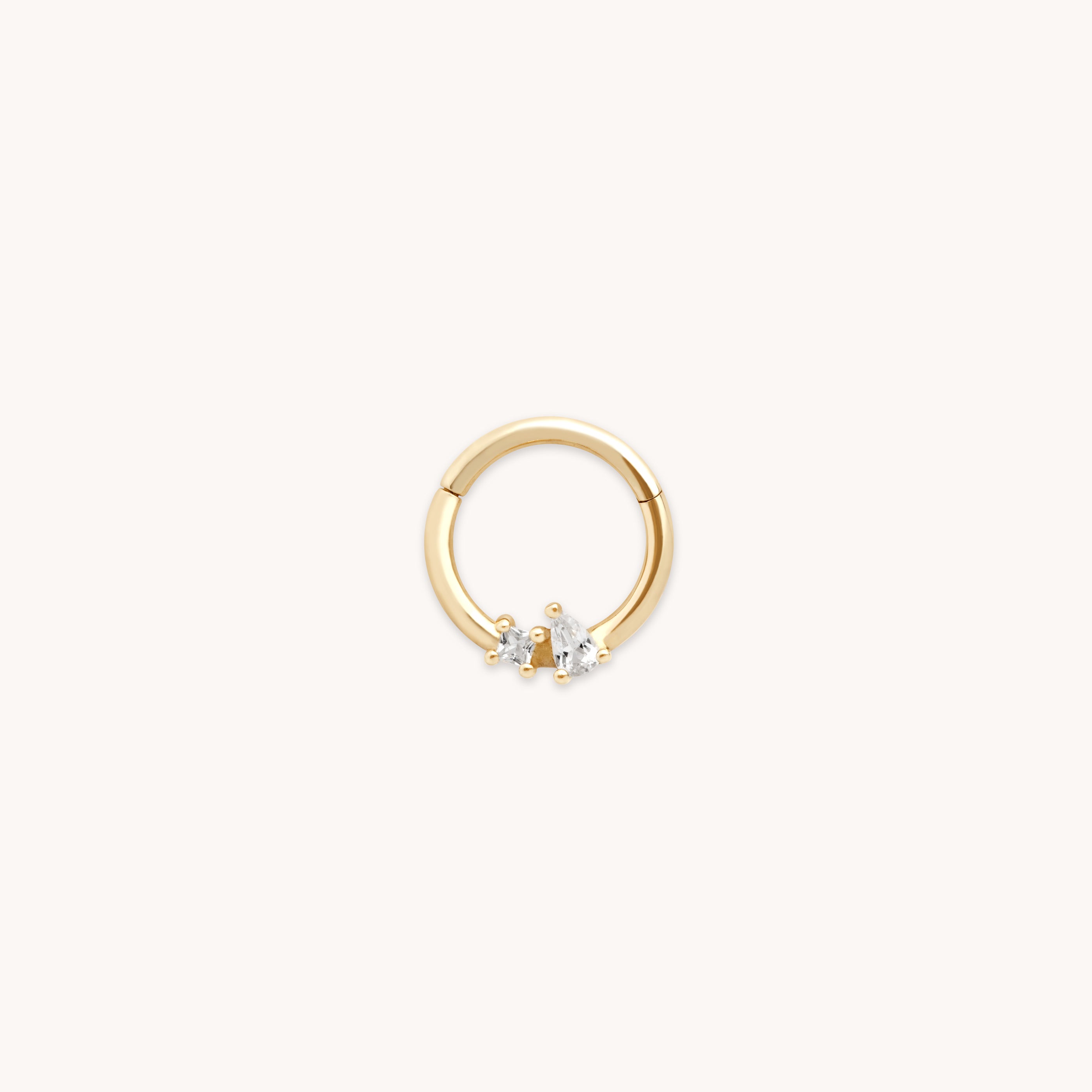 Cluster Topaz Solid Gold Daith Hoop | Astrid & Miyu Earrings