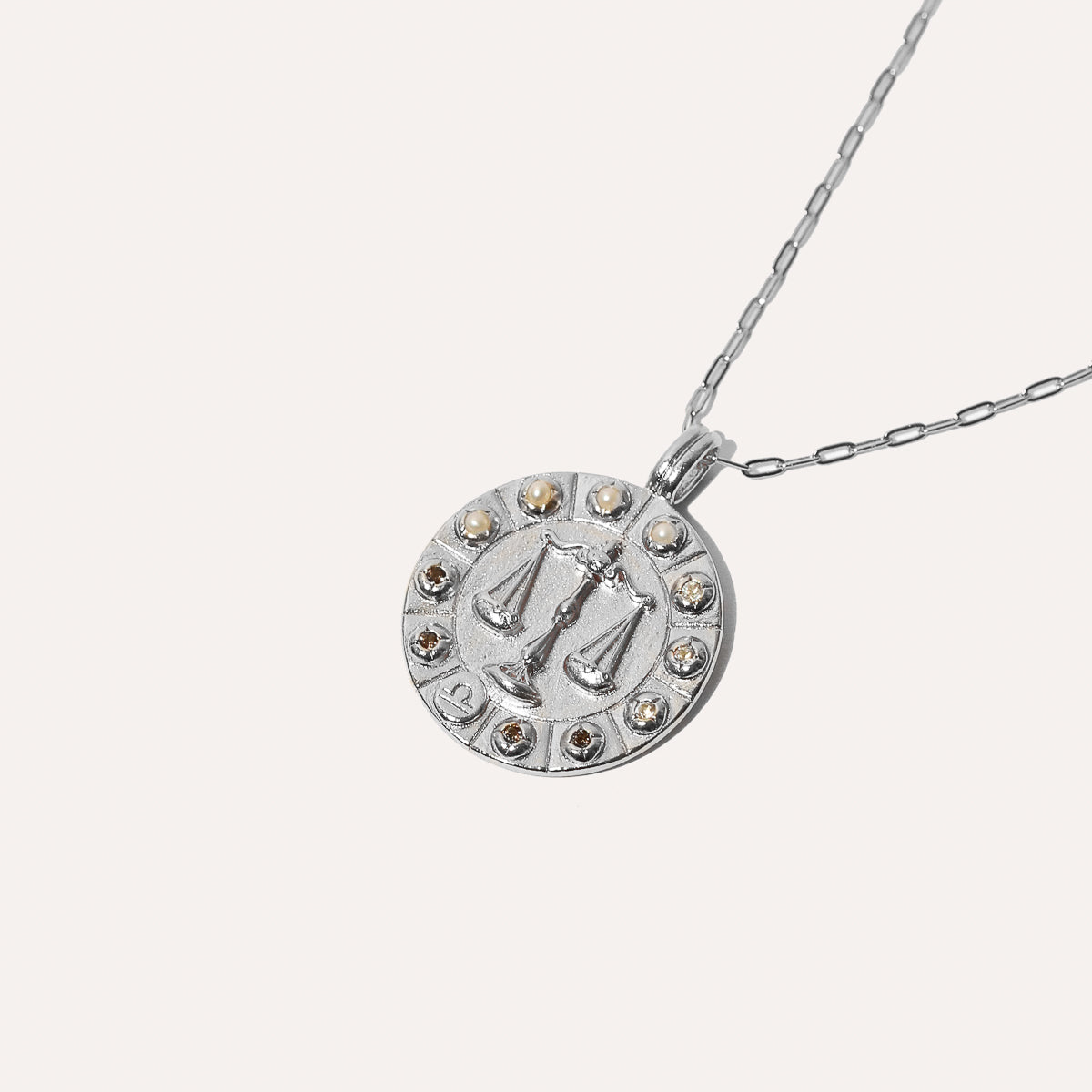Libra Silver Zodiac Bold Pendant | Astrid & Miyu Necklaces