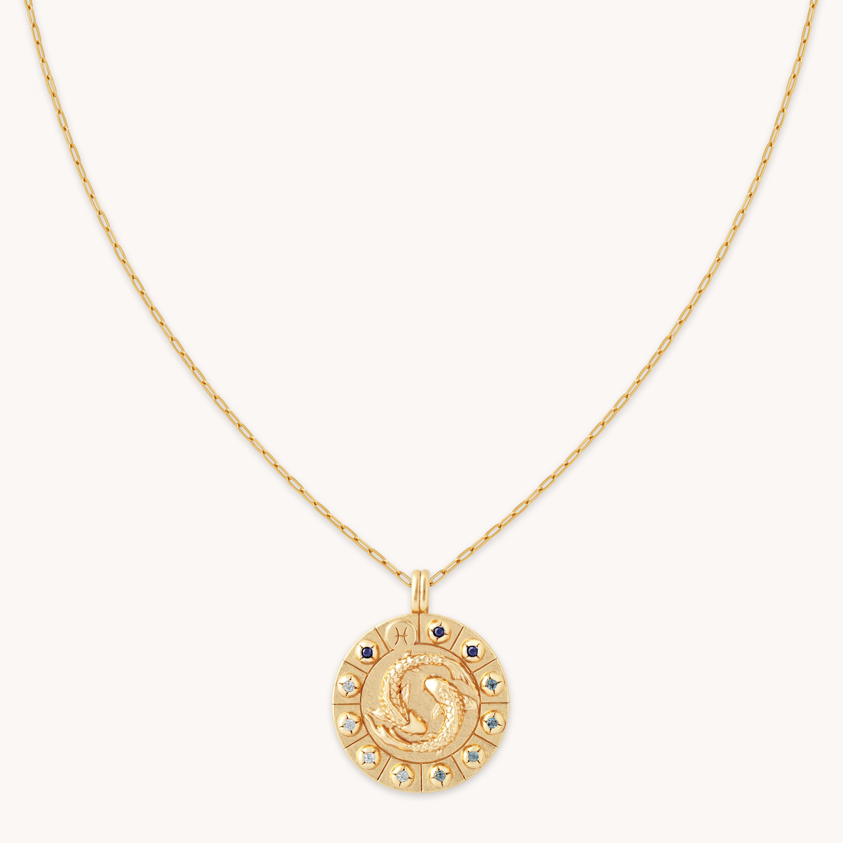 Pisces Gold Zodiac Bold Pendant | Astrid & Miyu Necklaces