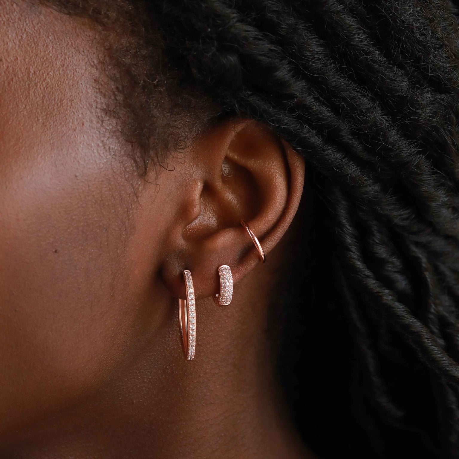 Essential Crystal Large Hoops in Rose Gold | Astrid & Miyu Earrings